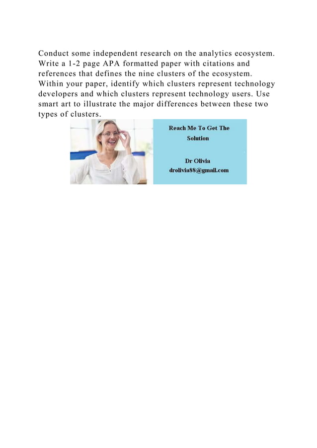 Conduct some independent research on the analytics ecosystem. Write .docx