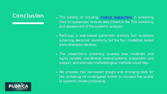 Conduct title screening for systemic review- using Endnote Covidence ...