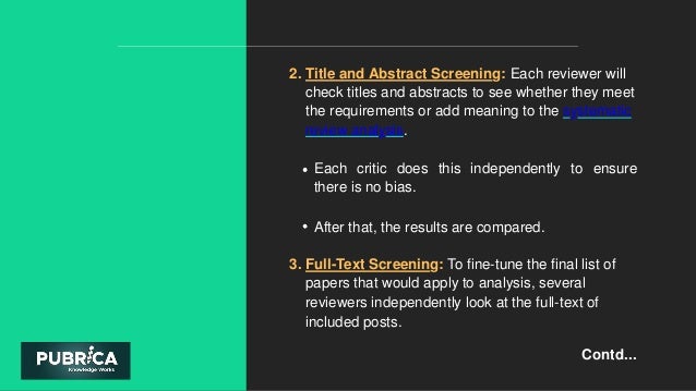 Conduct title screening for systemic review- using Endnote Covidence ...