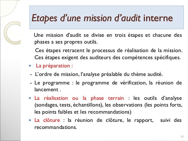 Conduite d'une mission d'audit interne
