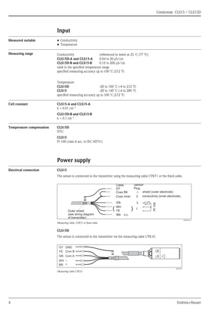Condumax CLS15_15D-endress+hauser datasheet-conductivity sensors | PDF