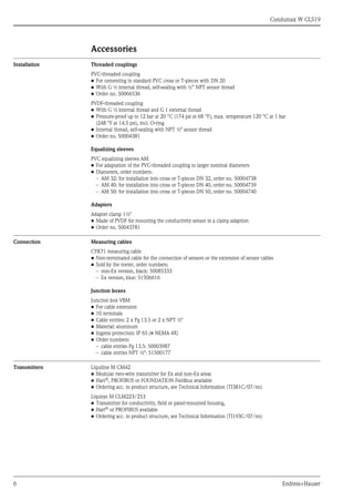 Condumax W CLS19 endress+hauser datasheet-conductivity sensors | PDF