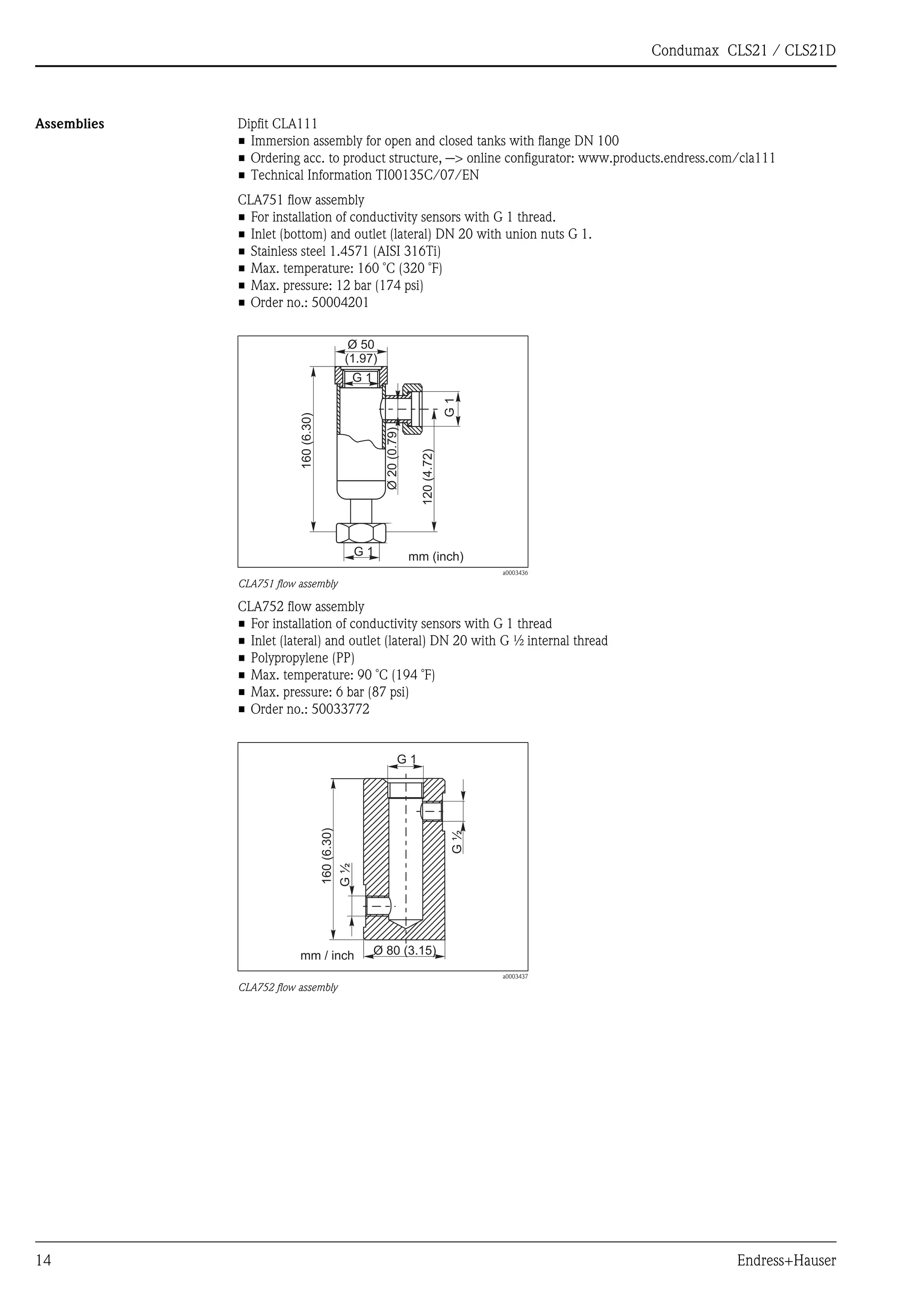 Condumax w CLS 21 D-endress+hauser datasheet-conductivity sensors | PDF