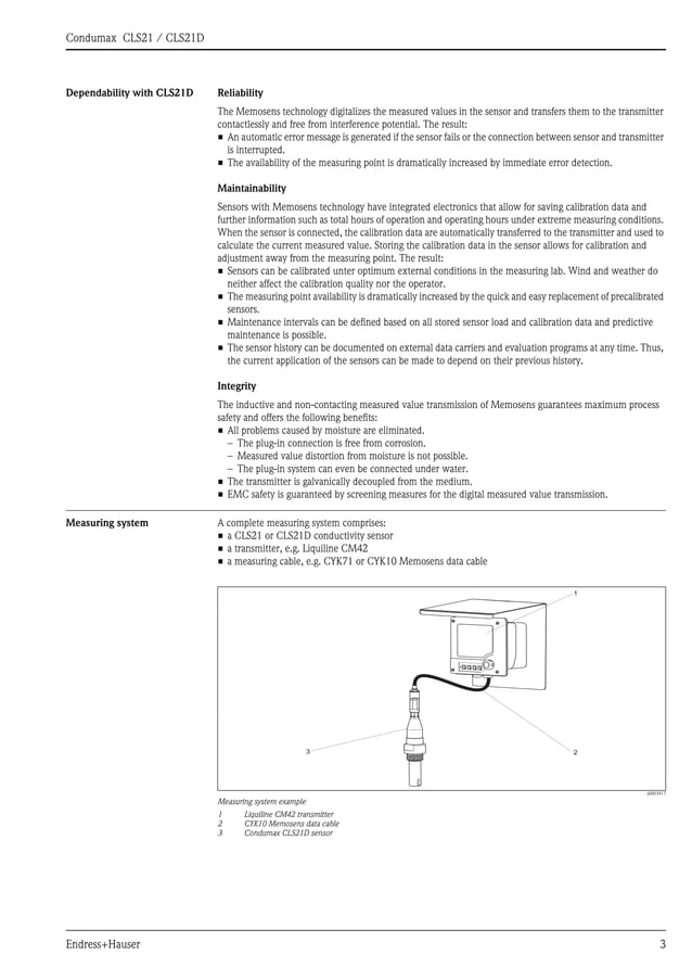 Condumax w CLS 21 D-endress+hauser datasheet-conductivity sensors | PDF ...
