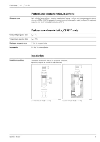 Condumax w CLS 21 D-endress+hauser datasheet-conductivity sensors | PDF