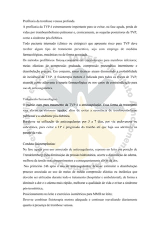 Conduta fisioterapêutica na trombose venosa profunda (TVP) | PDF