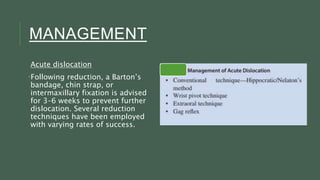 condylar dislocation- etiopathogenesis & treatment | PPTX