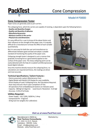 Cone compression tester p300 d 2018 | PDF