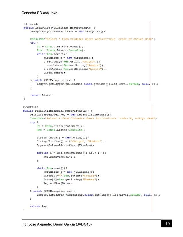 Conectar una bd de sql con java | PDF