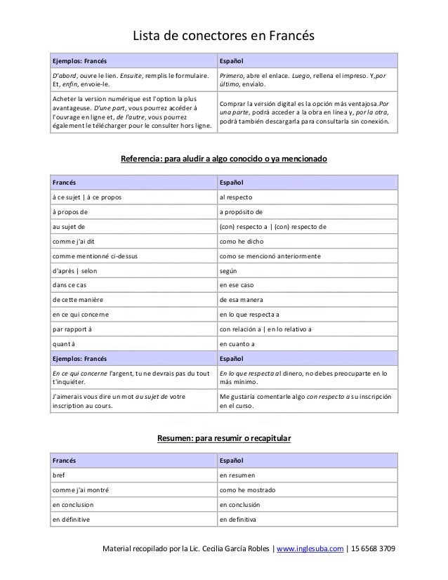 Conectores en-francés