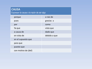 Conectores de causa y efecto | PPTX