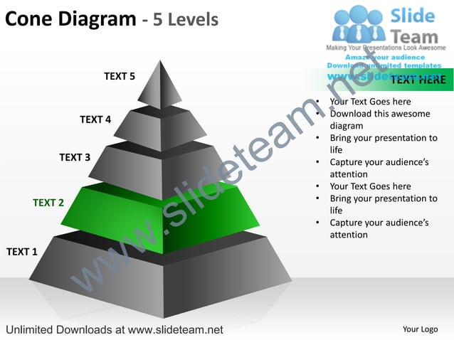 Cone diagram 5 levels ppt slides presentation diagrams templates | PDF ...