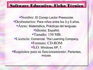 El Conejo Lector Preescolar. Software Educativo. | PPT
