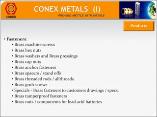 Conex Metals Brass Fittings Brass Parts Components | PDF