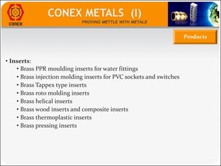 Conex Metals Brass Fittings Brass Parts Components | PDF