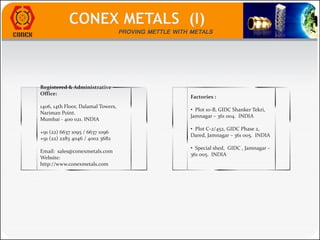 Conex Metals Brass Fittings Brass Parts Components | PDF