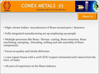 Conex Metals Brass Fittings Brass Parts Components | PDF