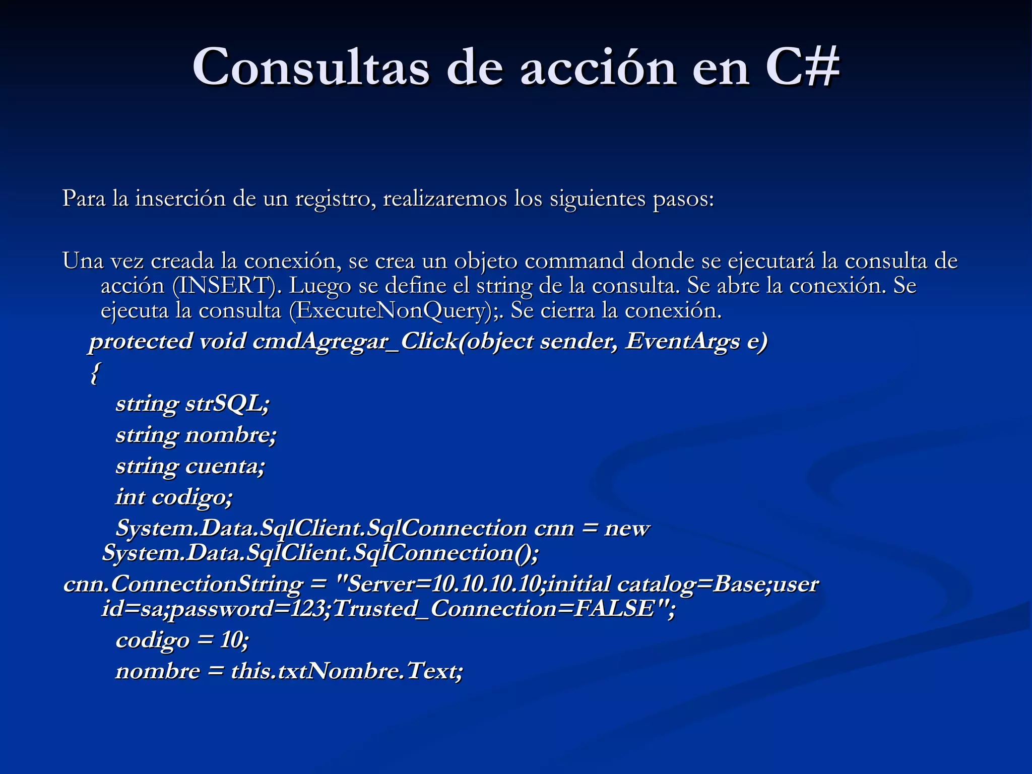 Conexión A Sql Server Con C Ppt Descarga Gratuita