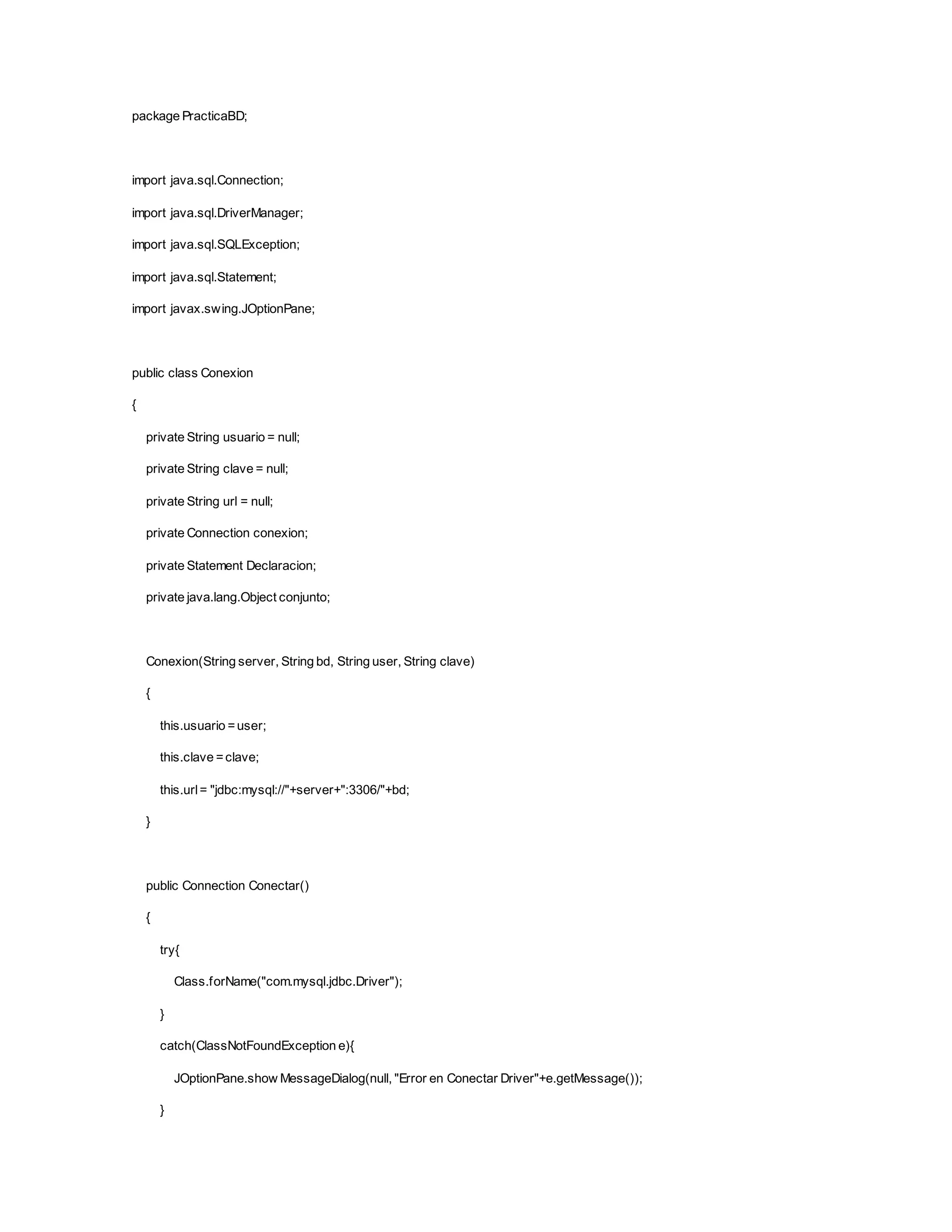 Conexion java | DOCX