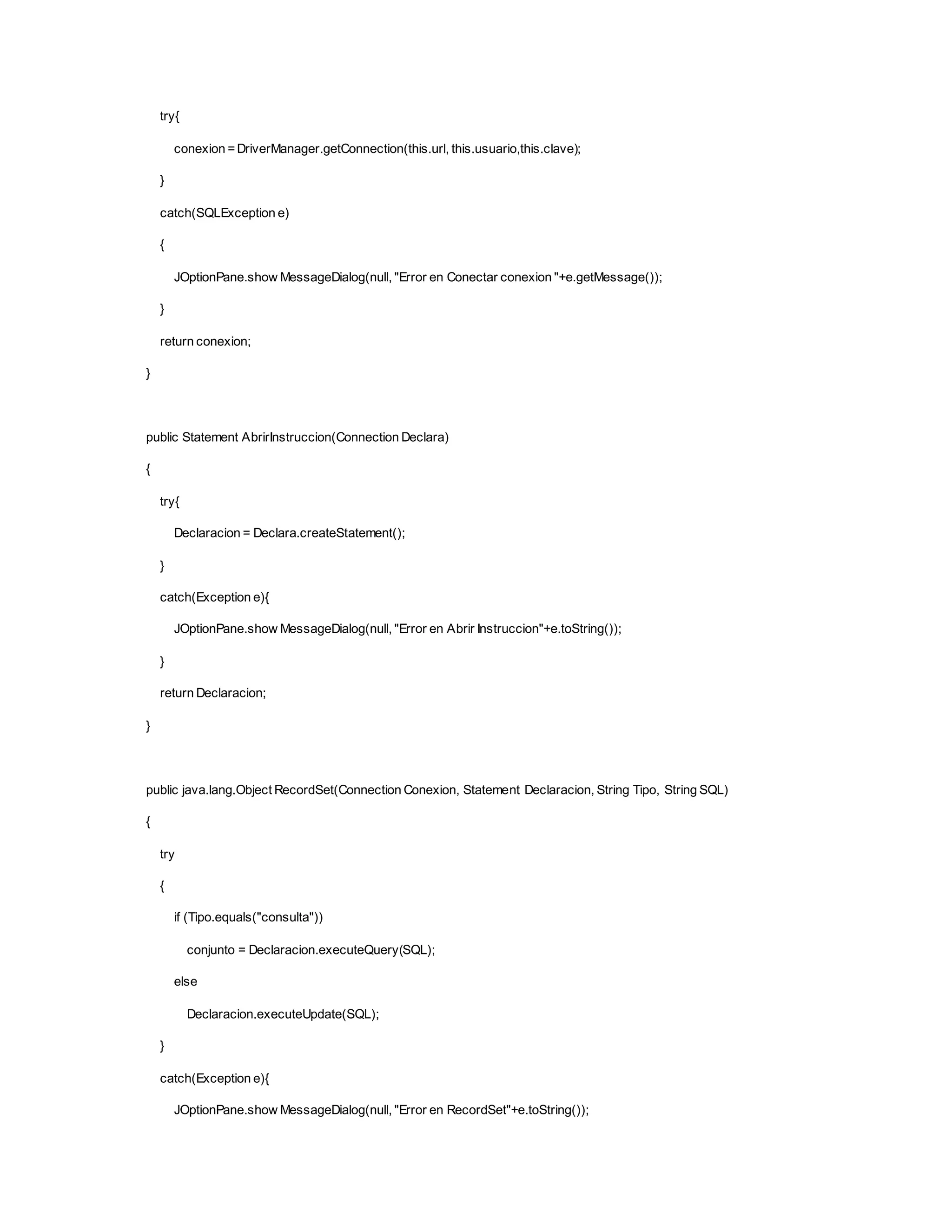 Conexion java | DOCX