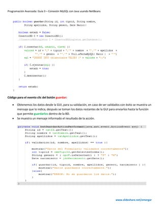 Conexion mysql con java usando netbeans | PDF