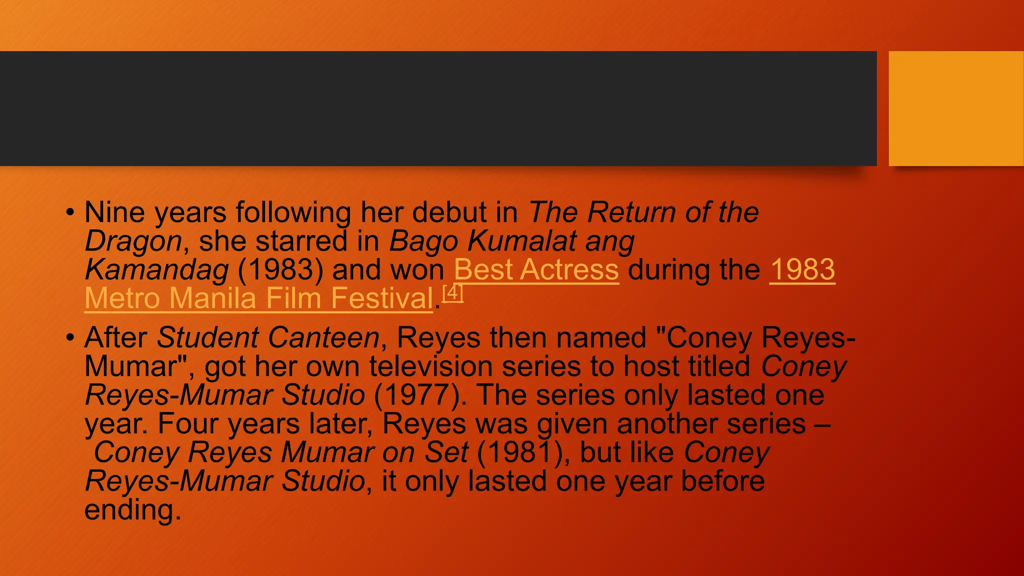 Coney Reyes Biography, Early life, Career, Filmography.pptx