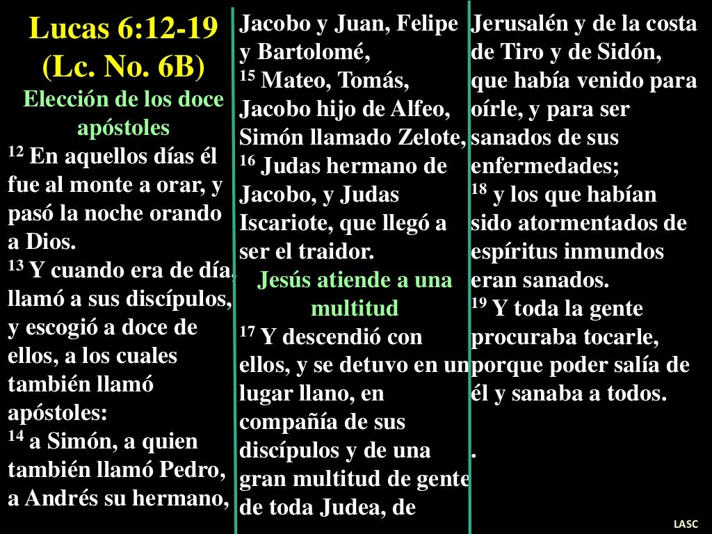 CONF. ELECCION DE LOS APOSTOLES Y ATIENDE UNA MULTITUD. LUCAS 6:12-1…