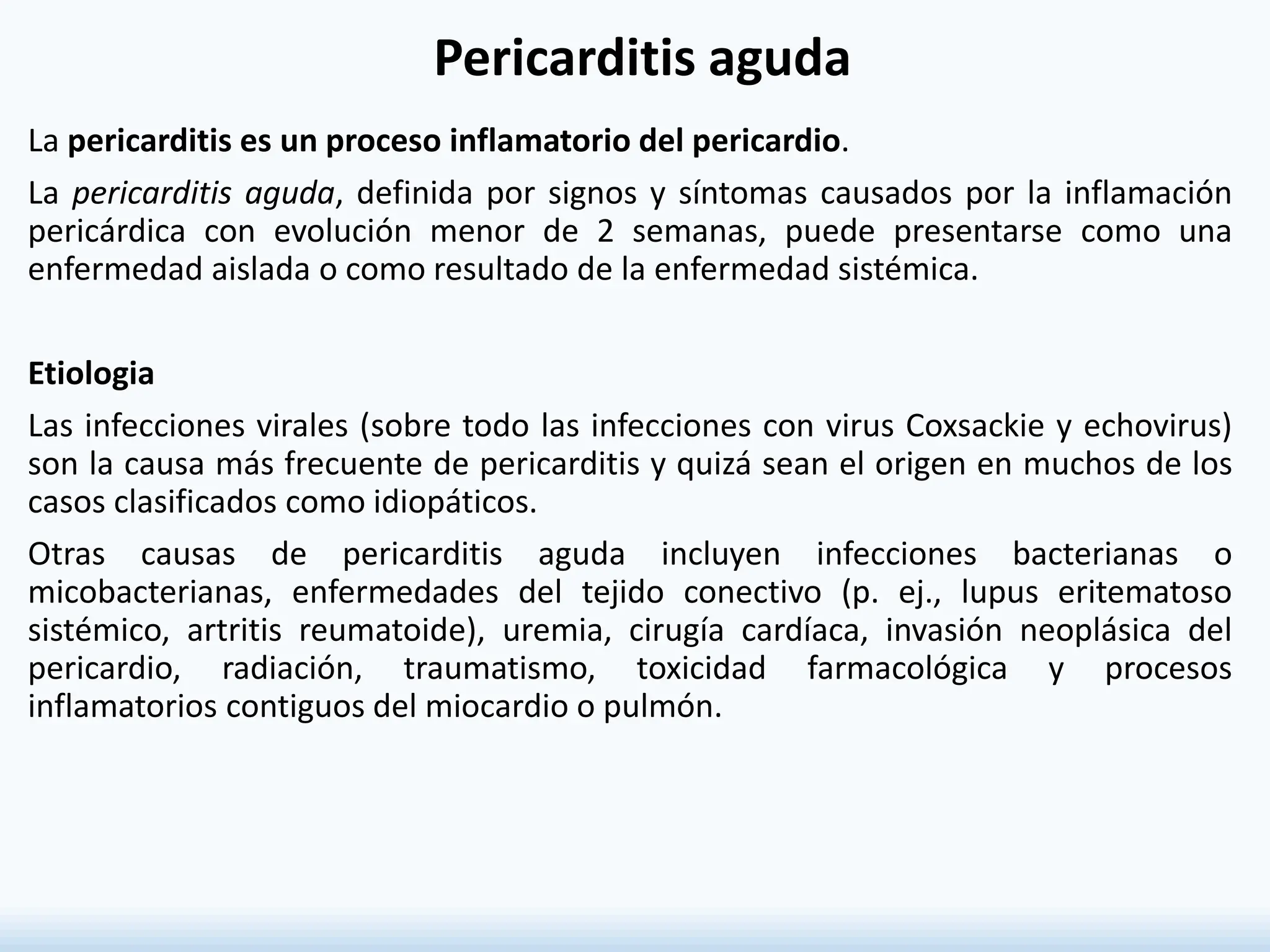 Conf 7 Pericardio.ppt Pericarditis. Tipos | PPT