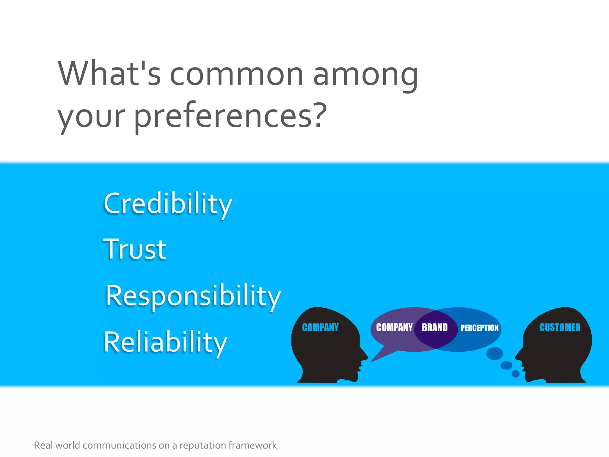 Real world communications on a reputation framework | PPT