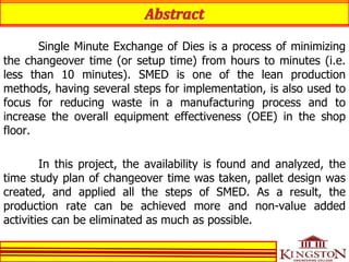 Single Minute Exchange of Dies (SMED) | PPT