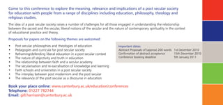 Conference flyer (education in a post secular society) | PDF