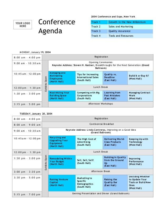 Conference Agenda Template Conference Agenda Template