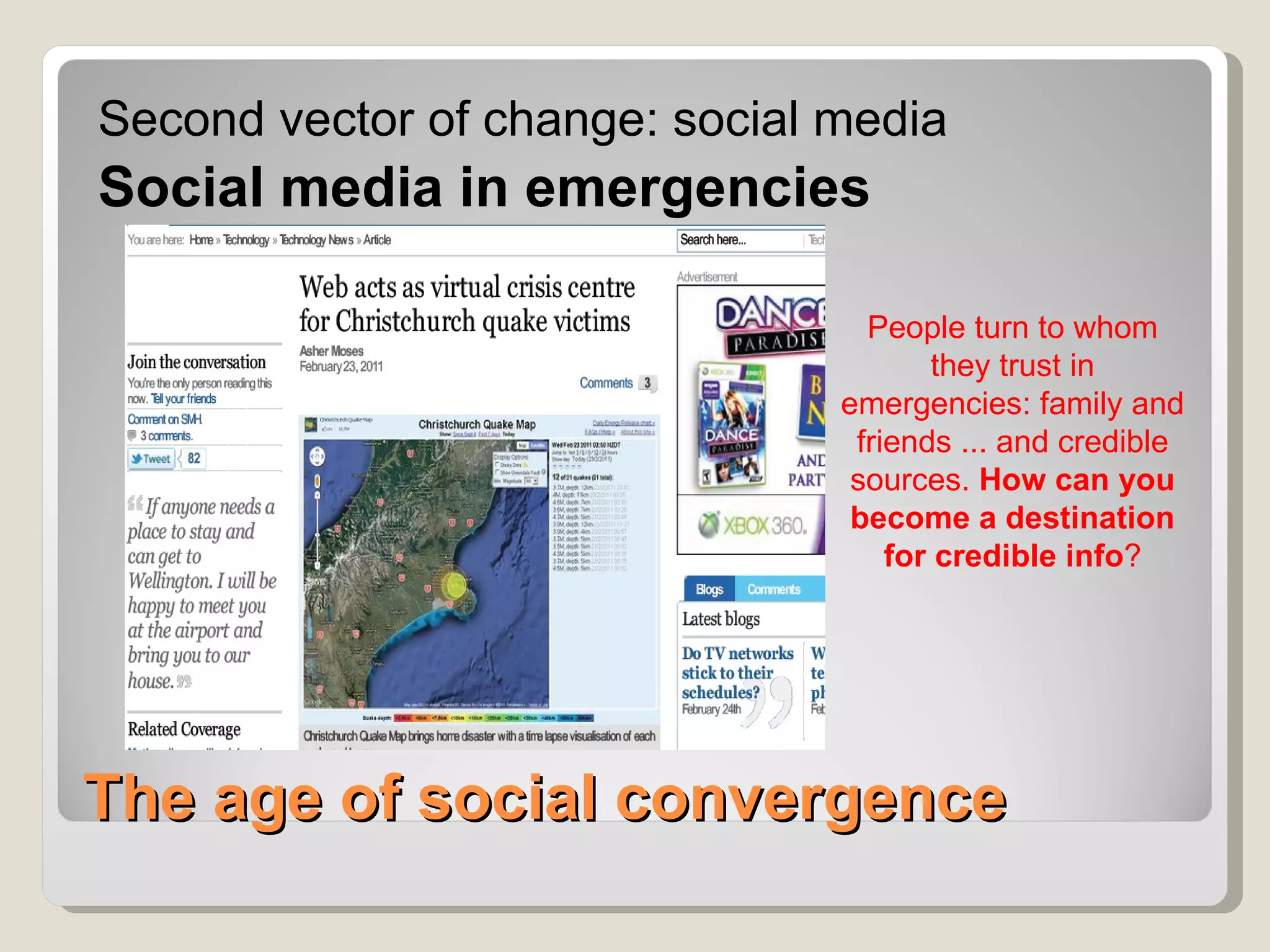 Emergency Management in the age of social convergence | PPT | Social Networking | Internet