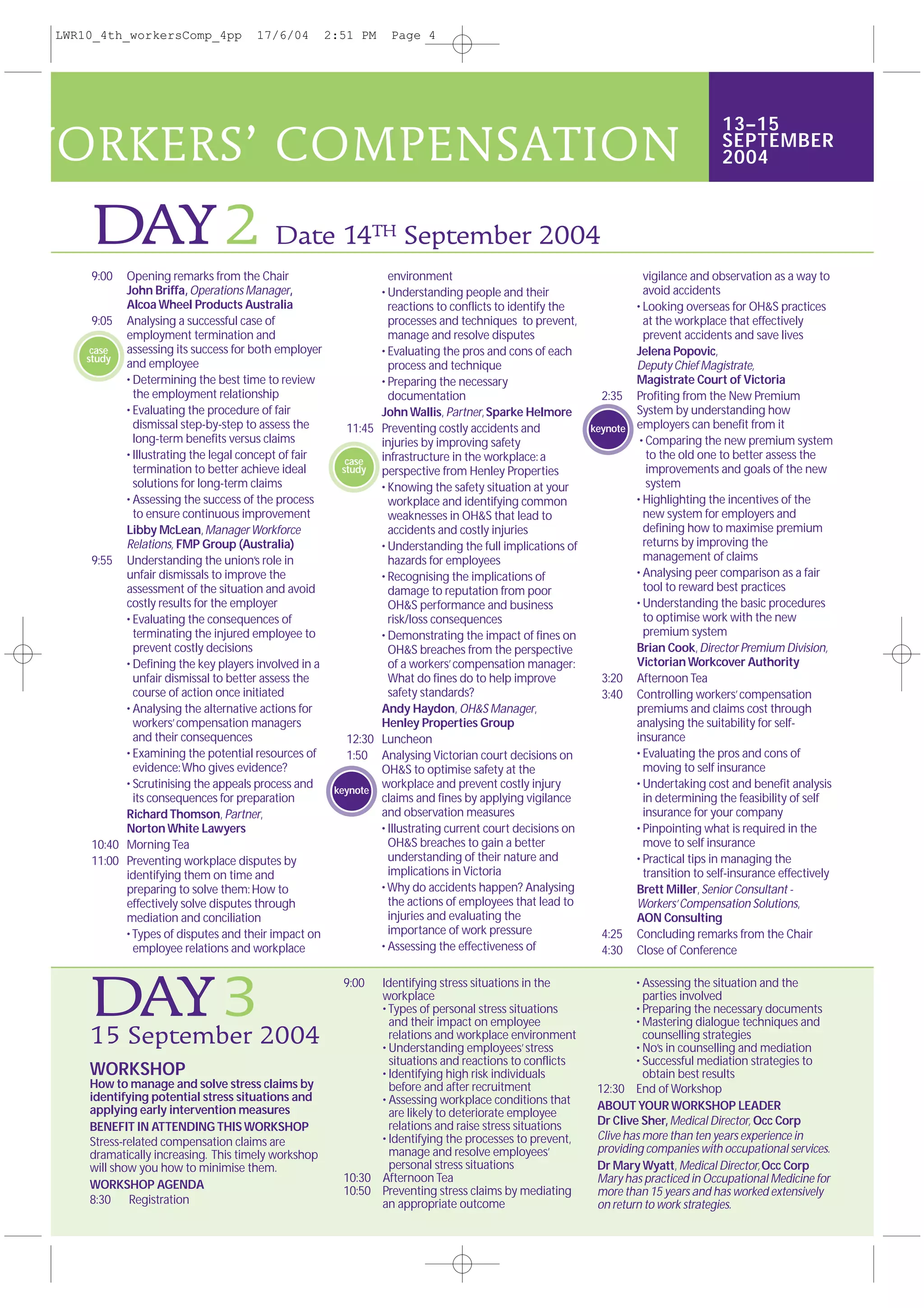 Worker's Compensation Conference brochure | PDF