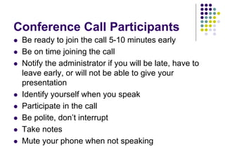 Conference Call Etiquette | PPTX