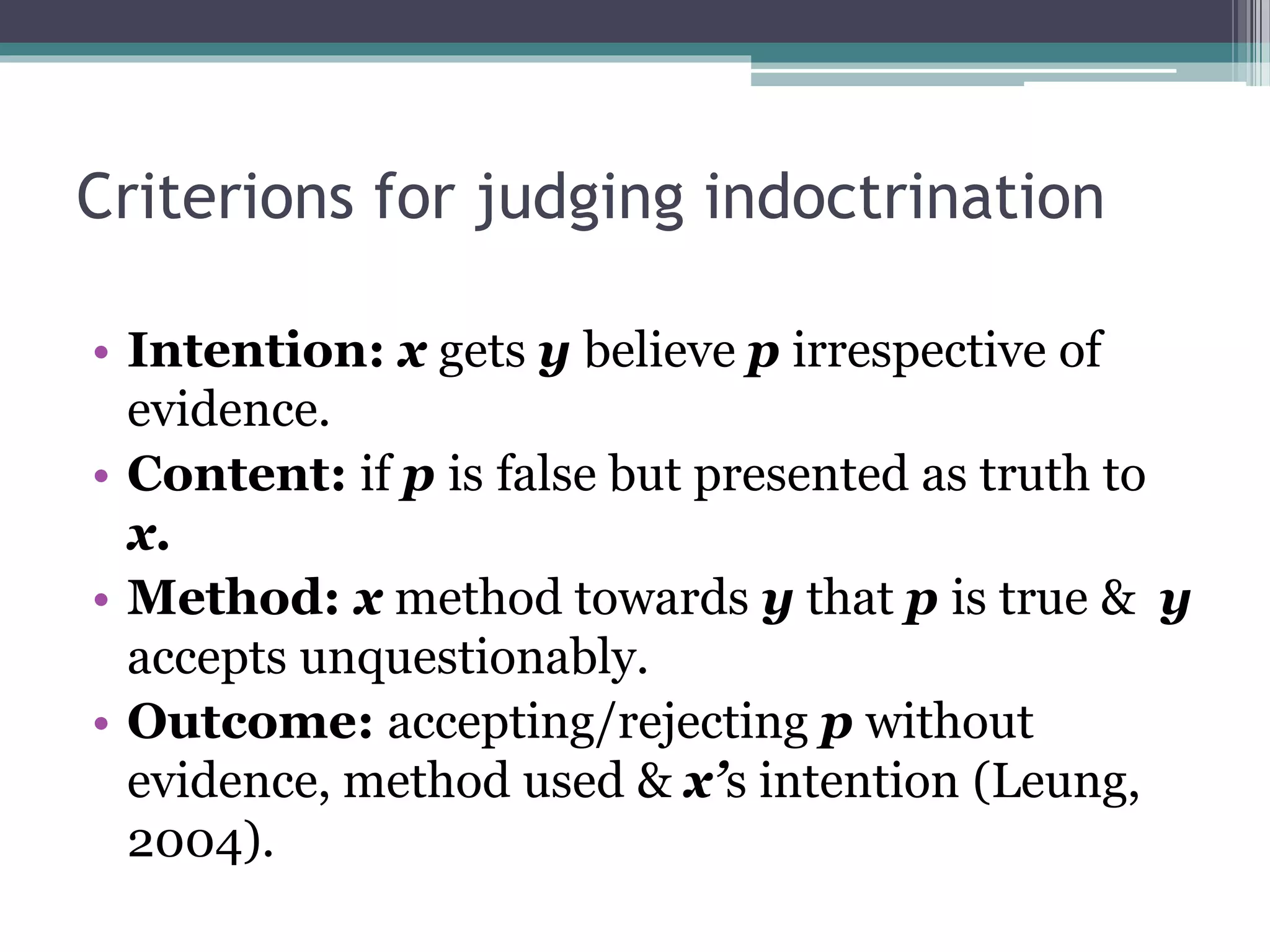 indoctrination and social studies teaching | PPTX