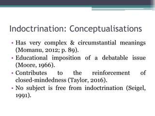 indoctrination and social studies teaching | PPTX