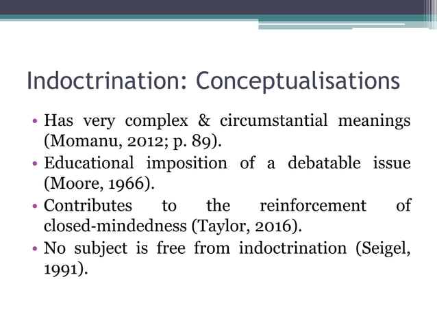 indoctrination and social studies teaching | PPTX | Educational Assessment | Education