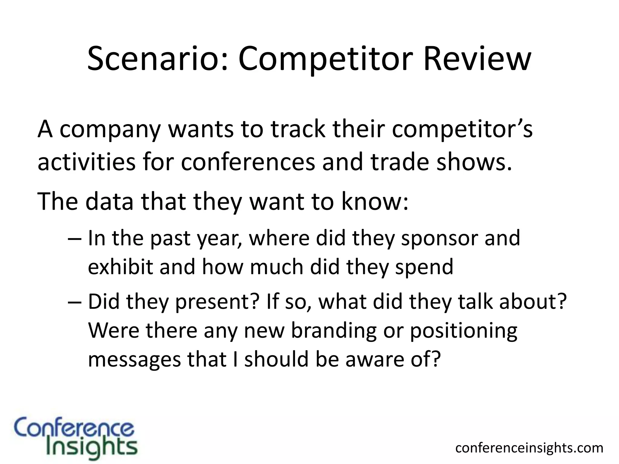 Conference Insights - Competitor Review Scenario | PPT