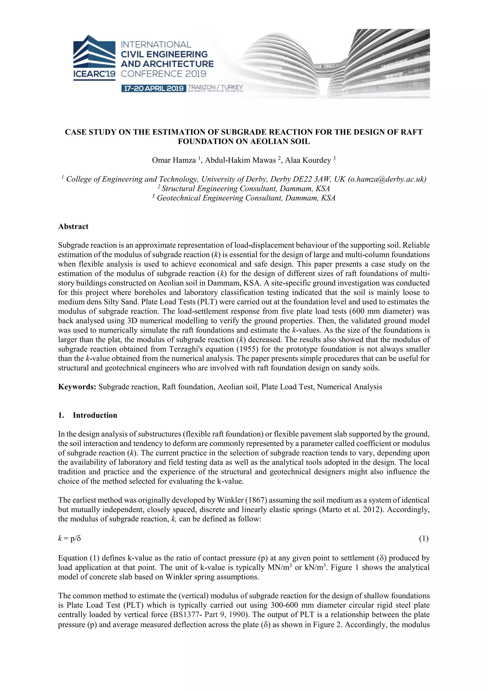 Conference paper subgrade reaction | PDF