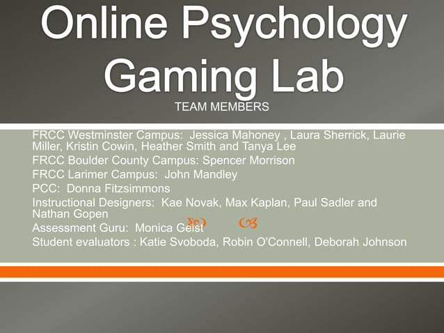 Tackling Psychology 101- Psychology Game Lab | PPT