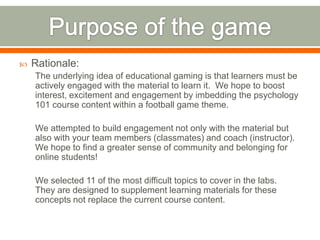 Tackling Psychology 101- Psychology Game Lab | PPT