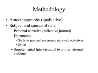 Autoethnography of an International Student | PPTX