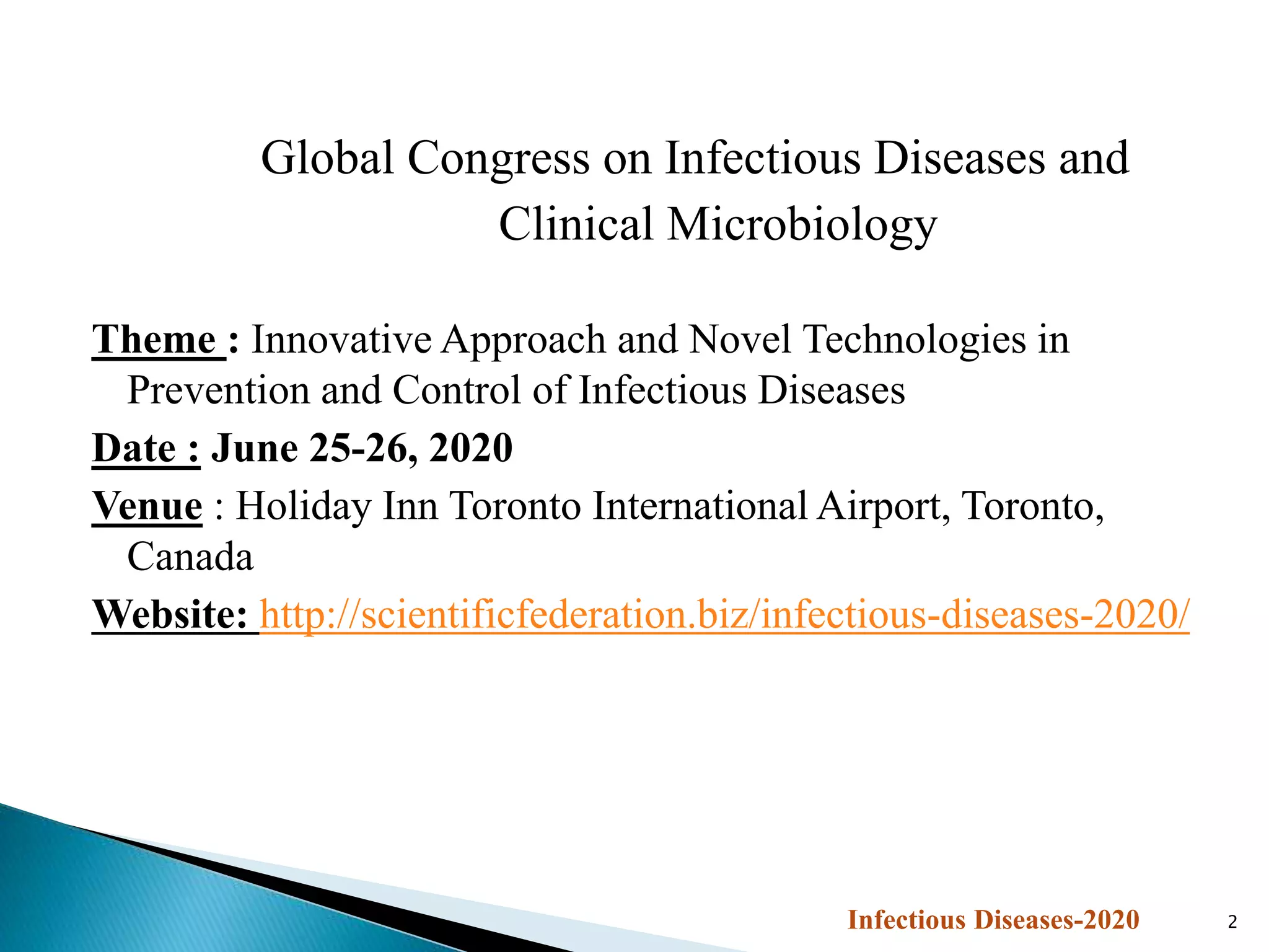 Conference ppt Infectious Diseases and Microbiology-2020, Canada | PPTX