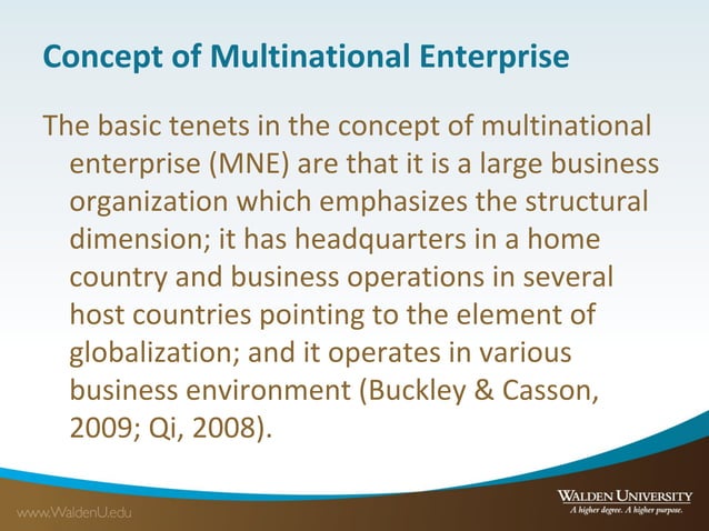 A Theoretical Analysis of the Tenets of Multinational Enterprise (MNE) | PPT