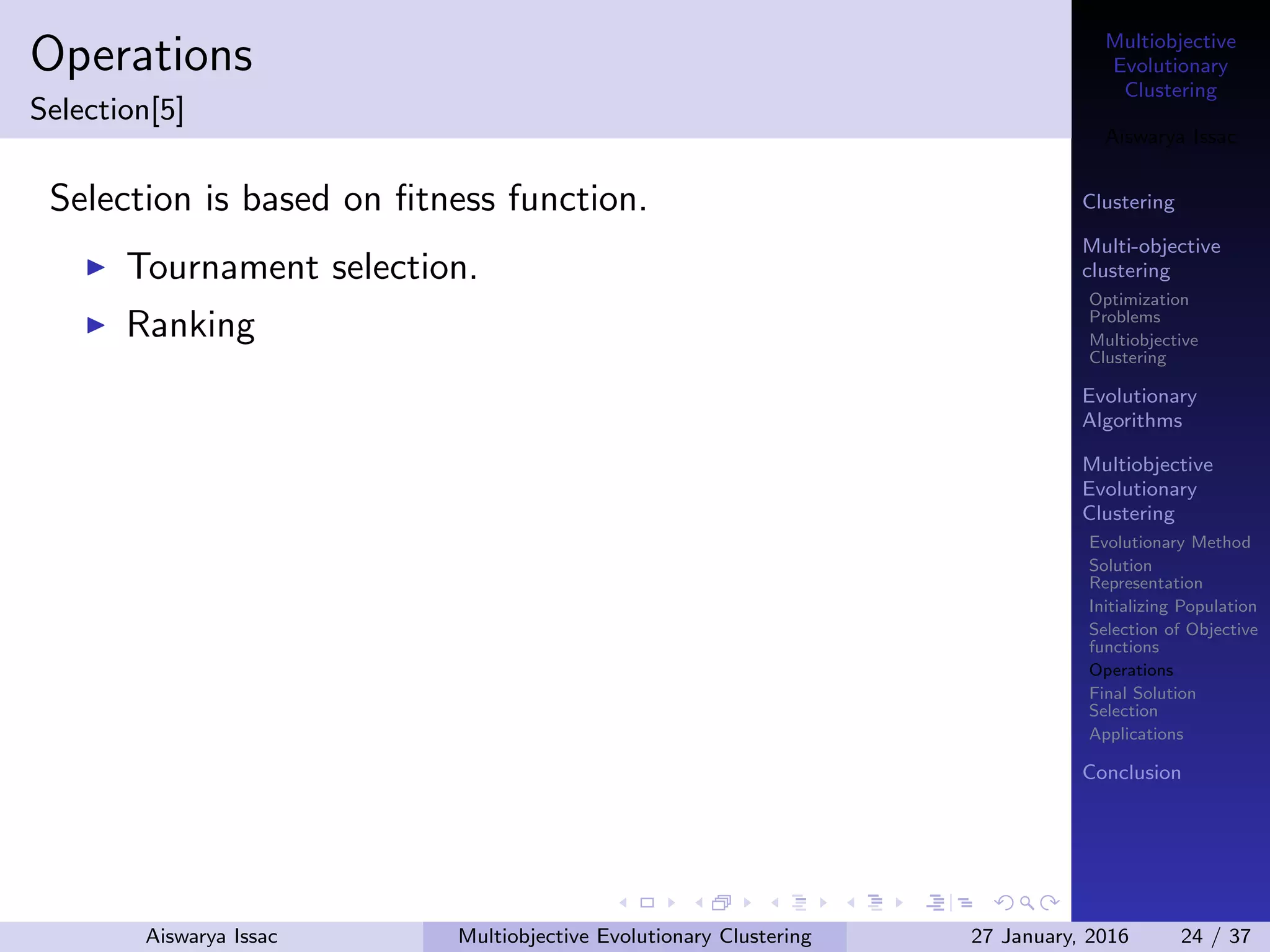 Multi-objective Evolutionary Clustering : A survey | PPT