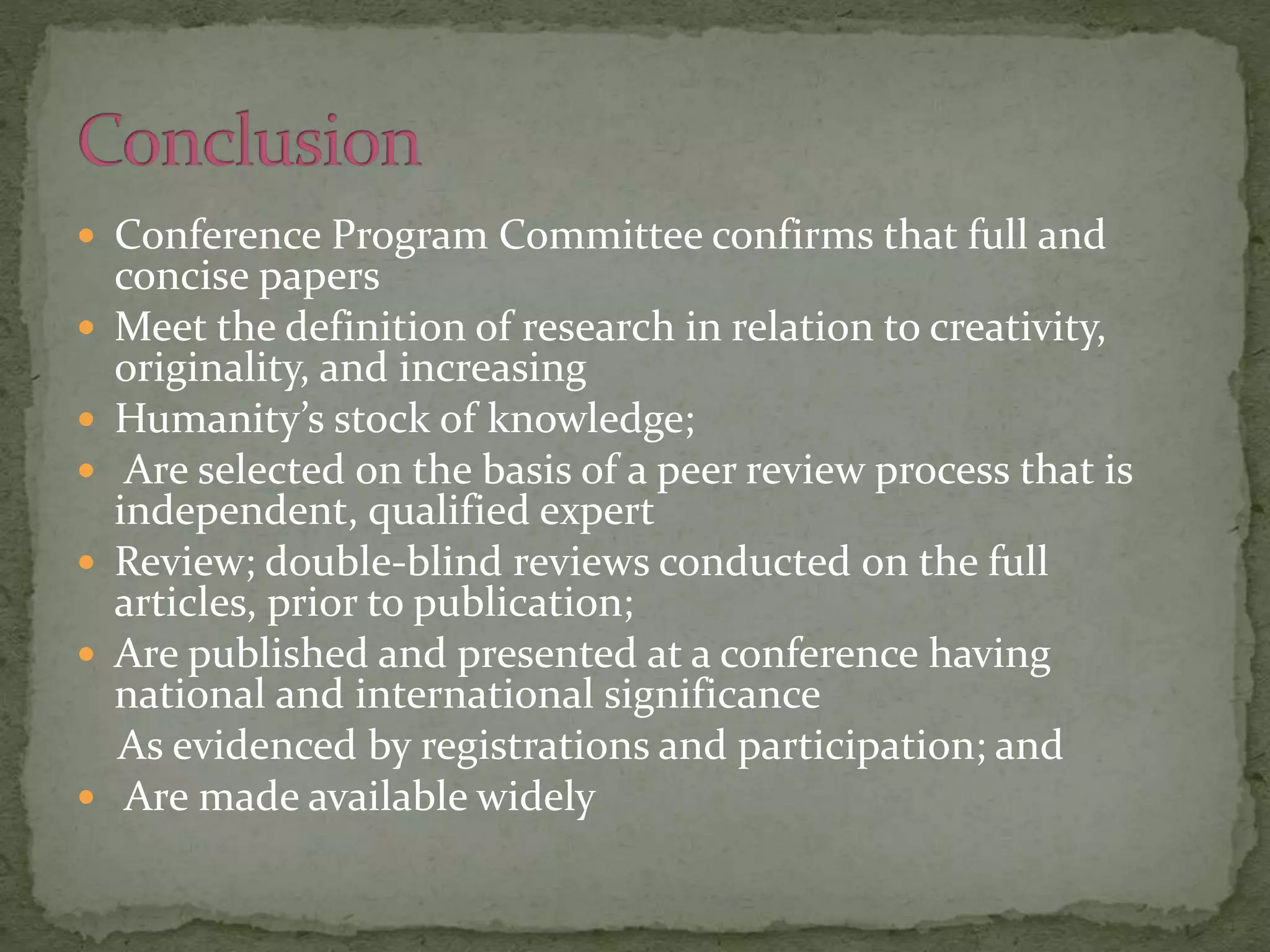 Conference proceeding ppt | PPTX