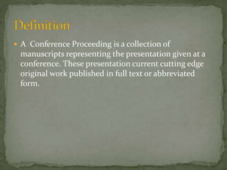 Conference proceeding ppt | PPTX