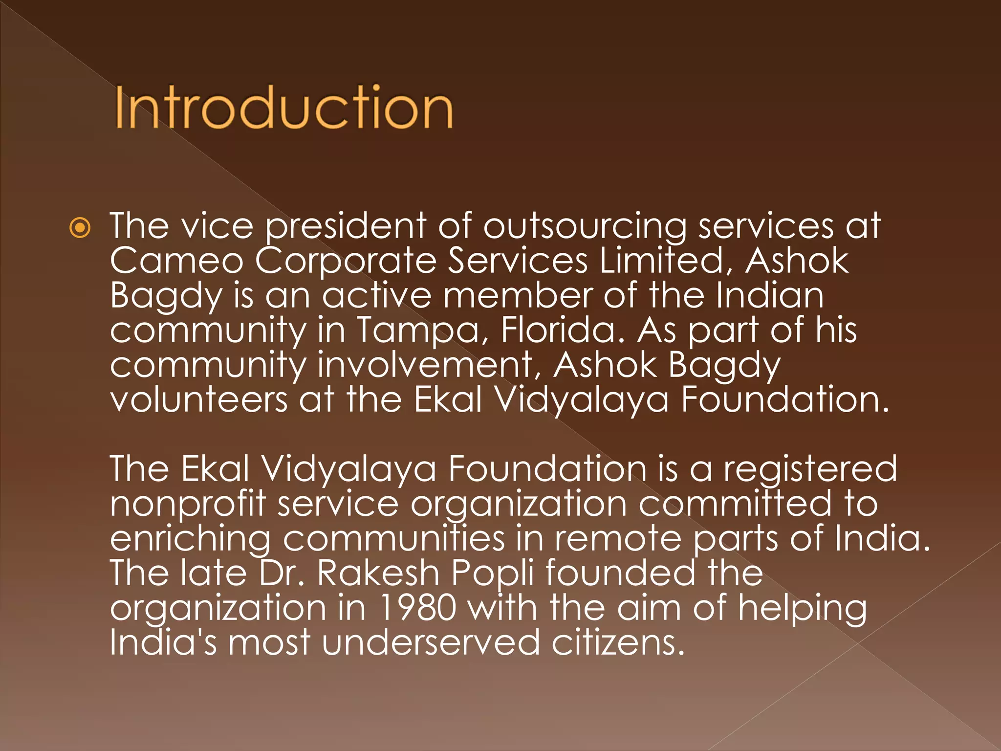 Conference Raises $150,000 for the Ekal Vidyalaya Foundation | PPTX