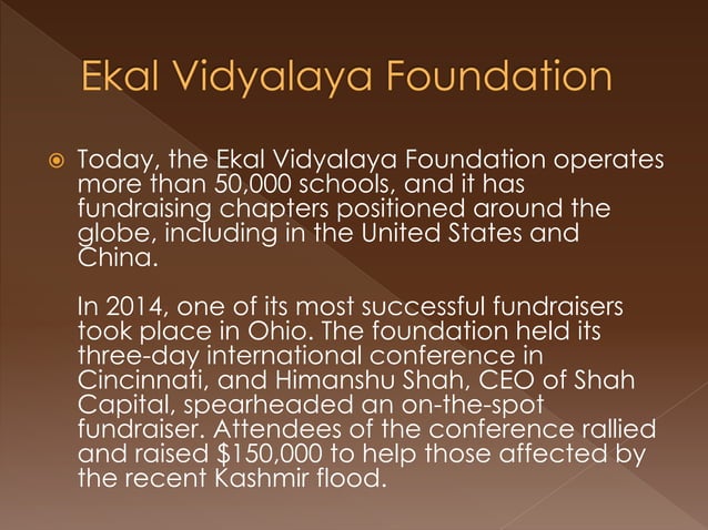 Conference Raises $150,000 for the Ekal Vidyalaya Foundation | PPTX
